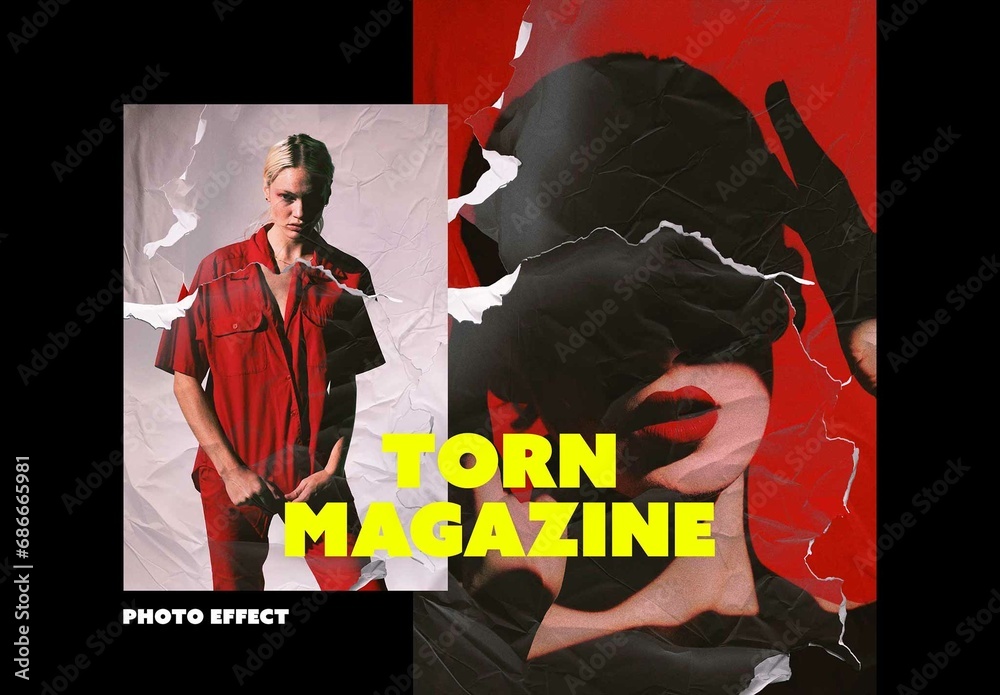 Torn Magazine Poster Photo Effect Mockup With Generative AI Stock ...