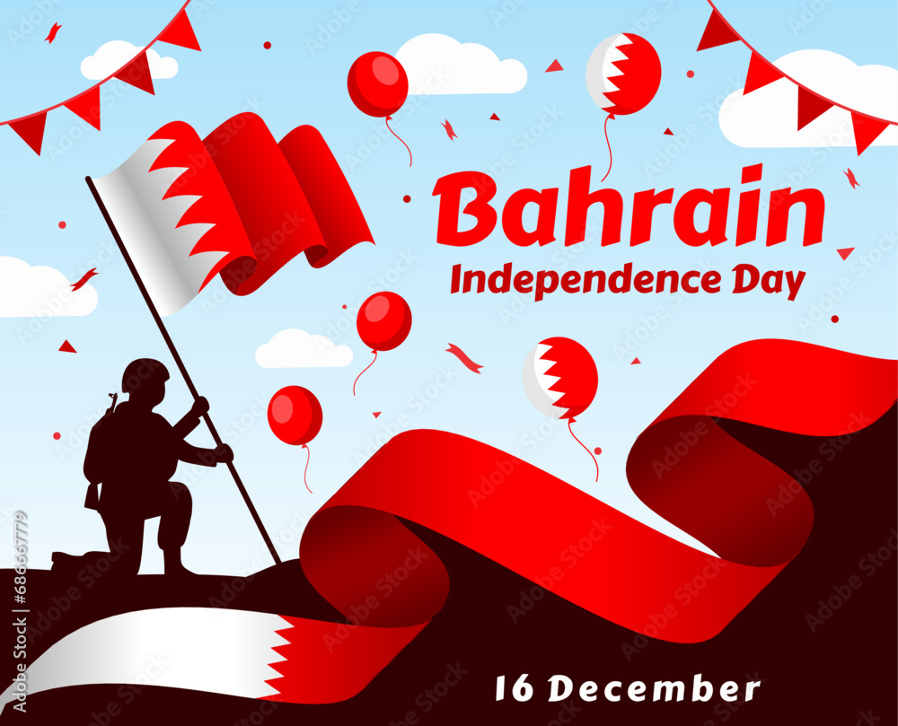 Bahrain national day celebration greeting card. Vector of national day ...