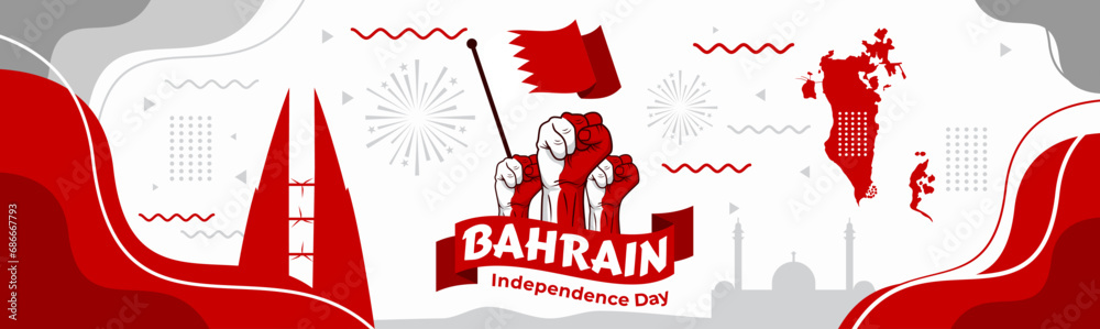 Bahrain national day celebration greeting card. Vector of national day ...