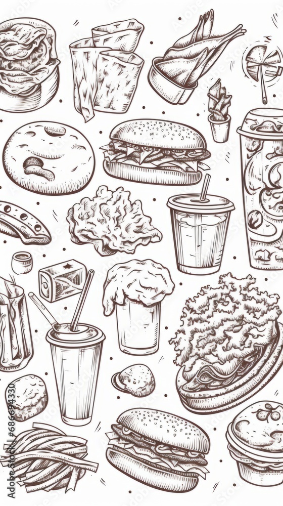 Assorted unhealthy food items, concept of junk food and the pitfalls of ...