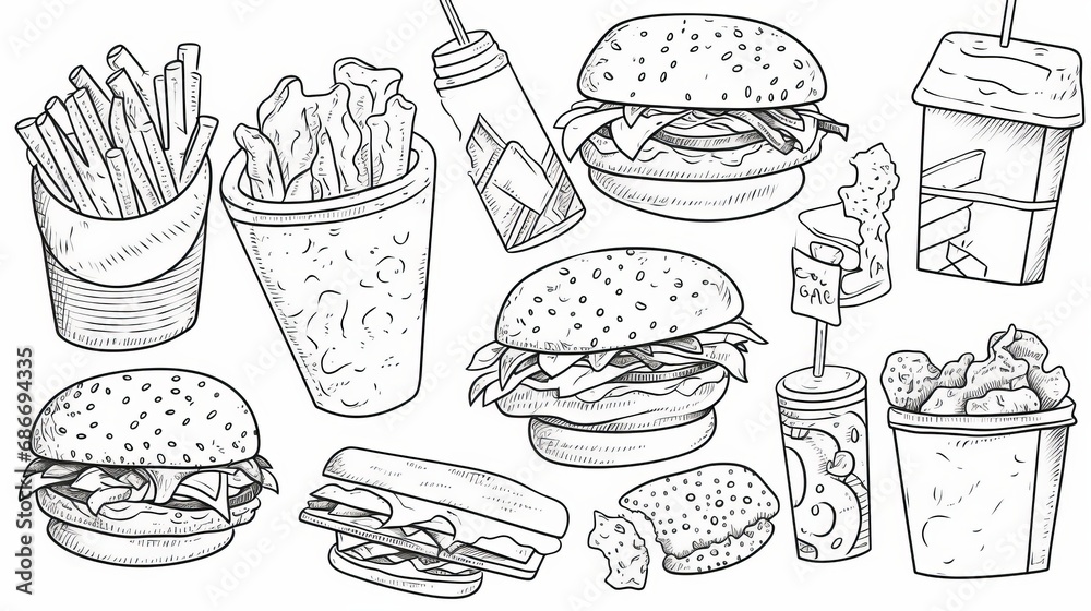 Assorted unhealthy food items, concept of junk food and the pitfalls of ...