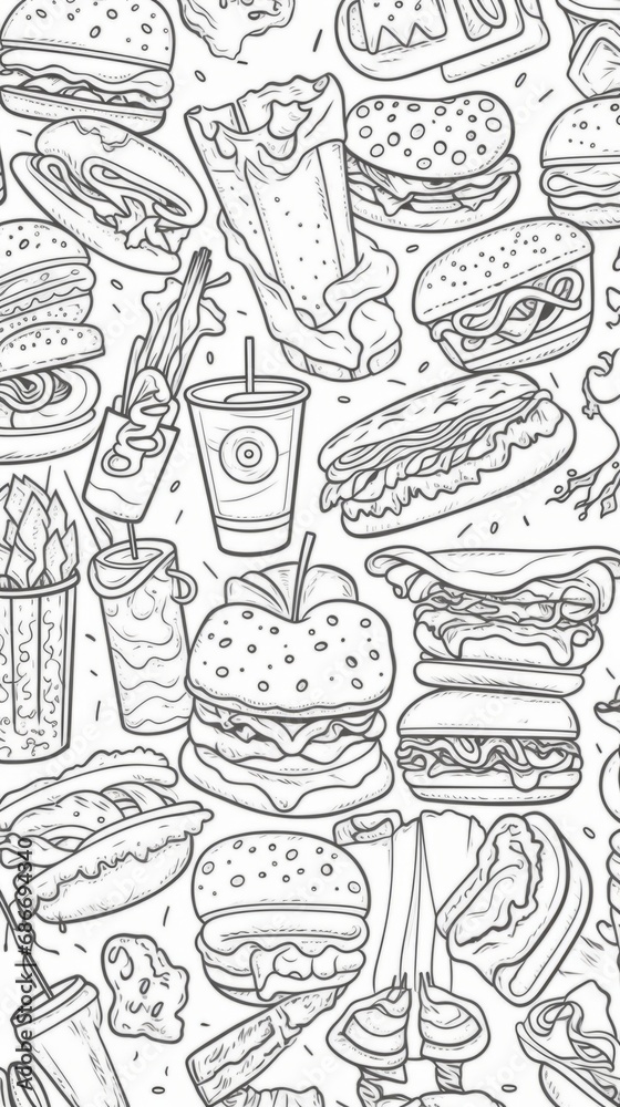 Assorted unhealthy food items, concept of junk food and the pitfalls of ...