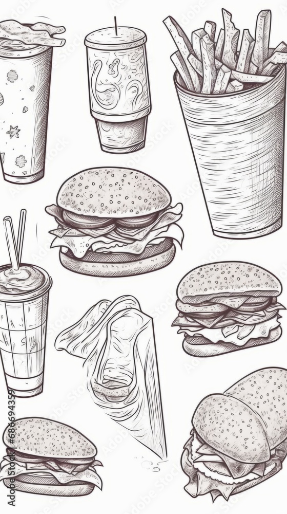 Assorted unhealthy food items, concept of junk food and the pitfalls of ...