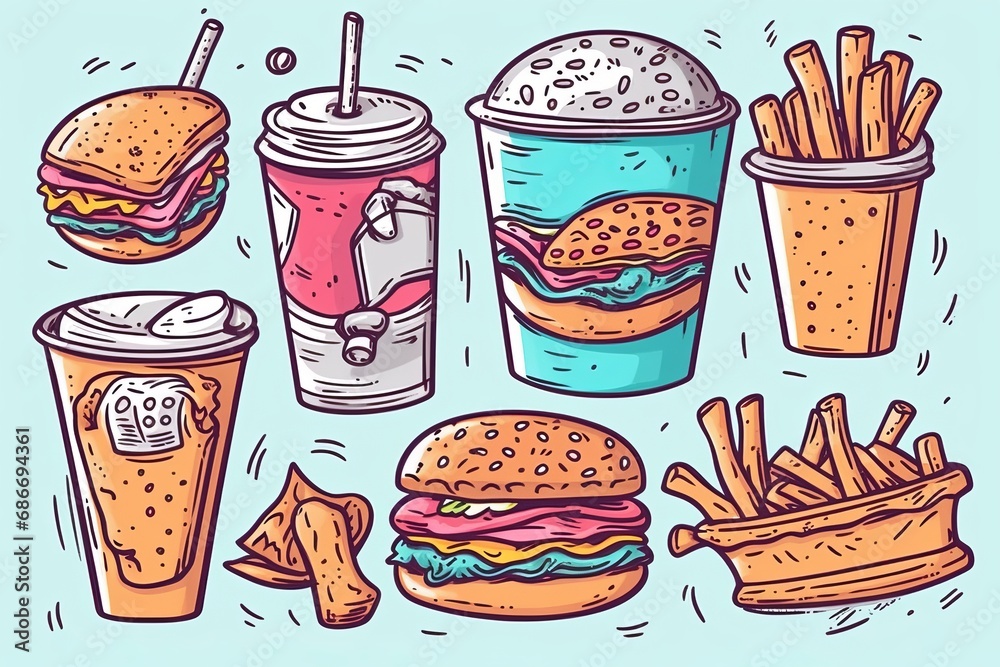 Assorted unhealthy food items, concept of junk food and the pitfalls of ...