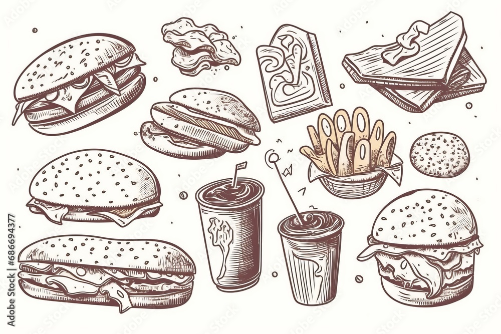 Assorted unhealthy food items, concept of junk food and the pitfalls of ...