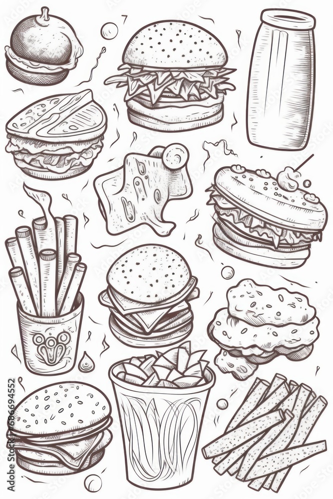 Assorted unhealthy food items, concept of junk food and the pitfalls of ...