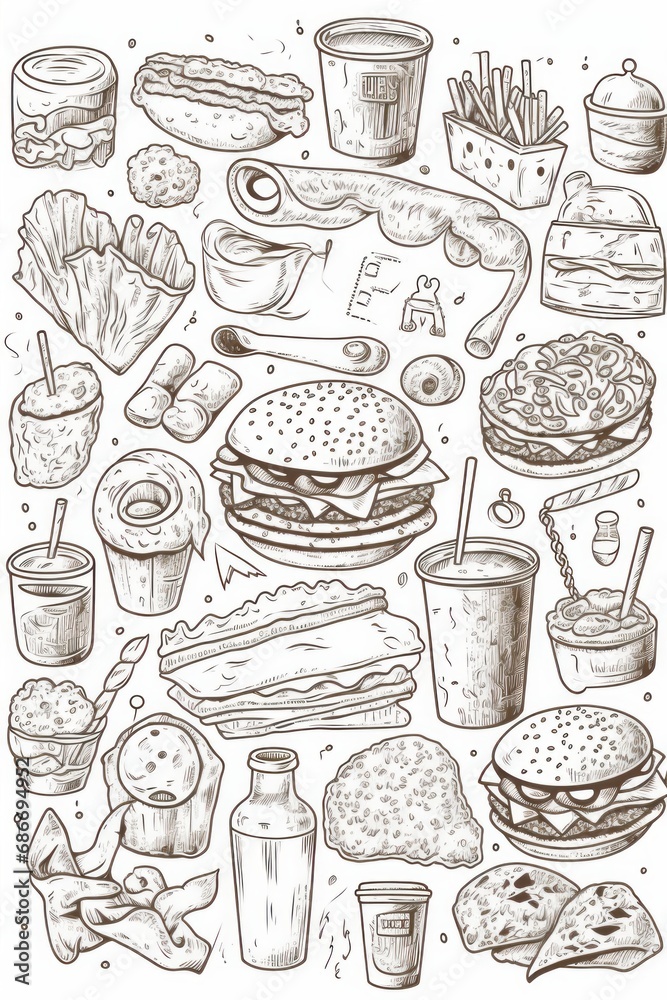 Assorted unhealthy food items, concept of junk food and the pitfalls of ...