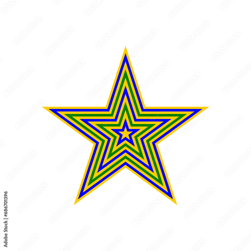 Yellow gold, blue and green star line icon illustration vector ...