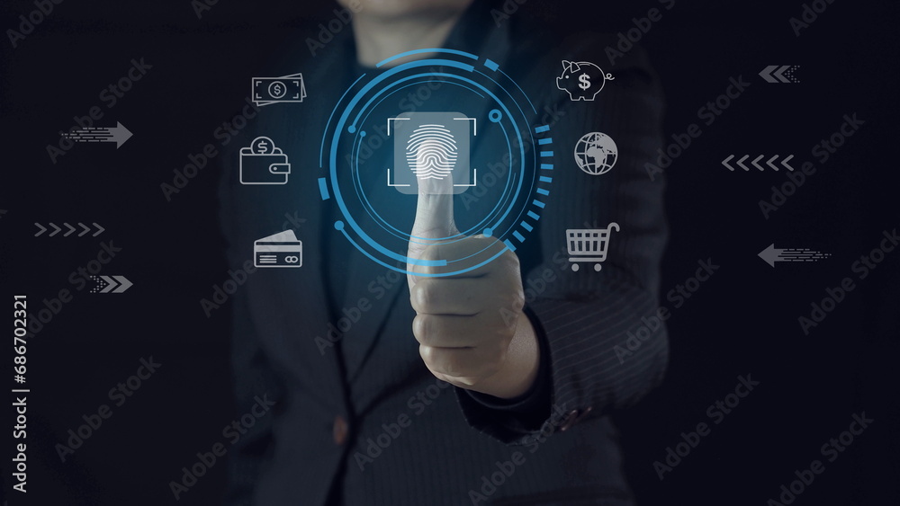 Service users lift their thumbs up and scan their fingers to enter the ...