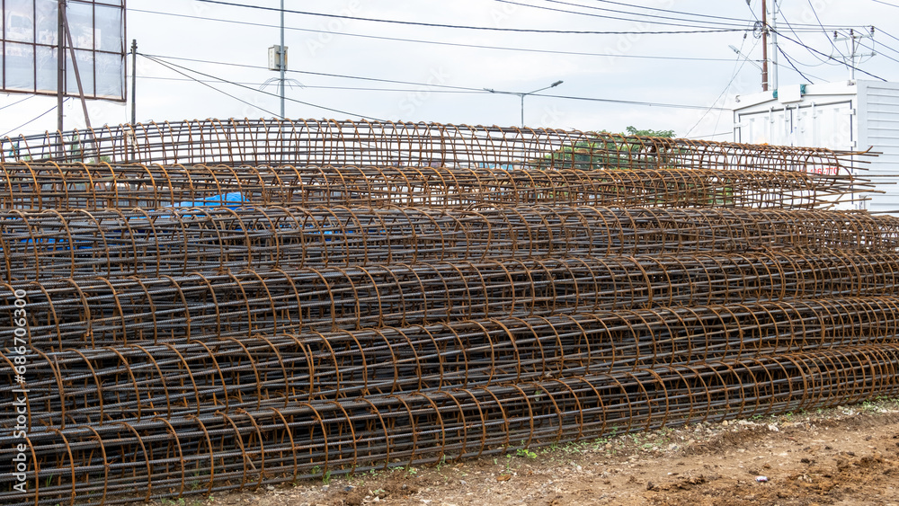 pile of Circular Reinforced Steel Columns for Reinforcing Wire for Pile ...