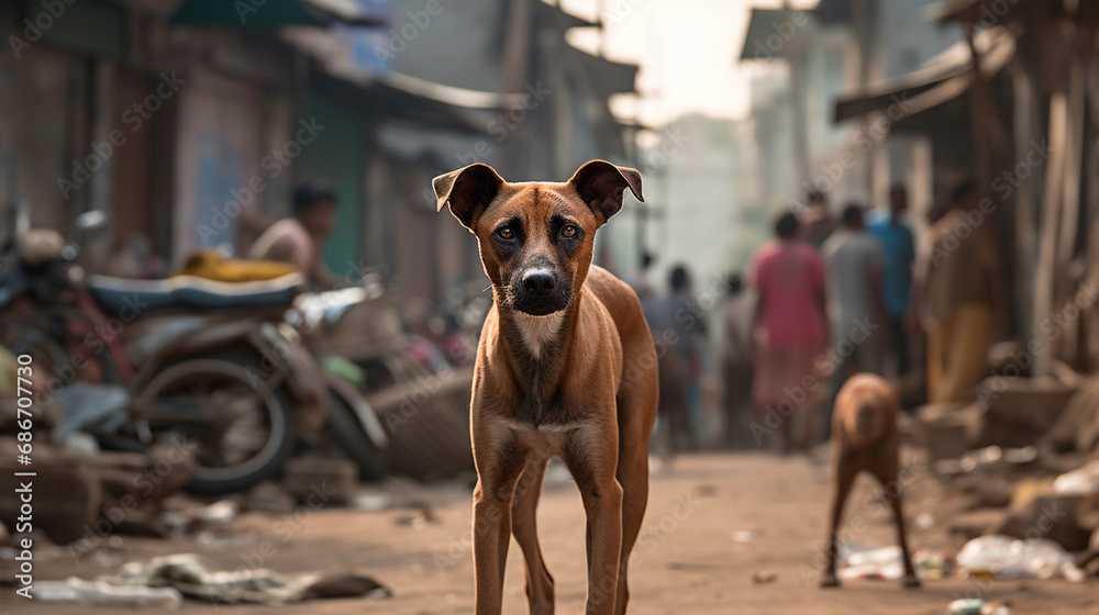 Dogs in India on the street. Concept of Free-roaming Stray Animals ...