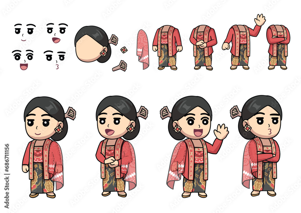 Central Java Traditional Costume Set of Indonesian traditional Costume ...