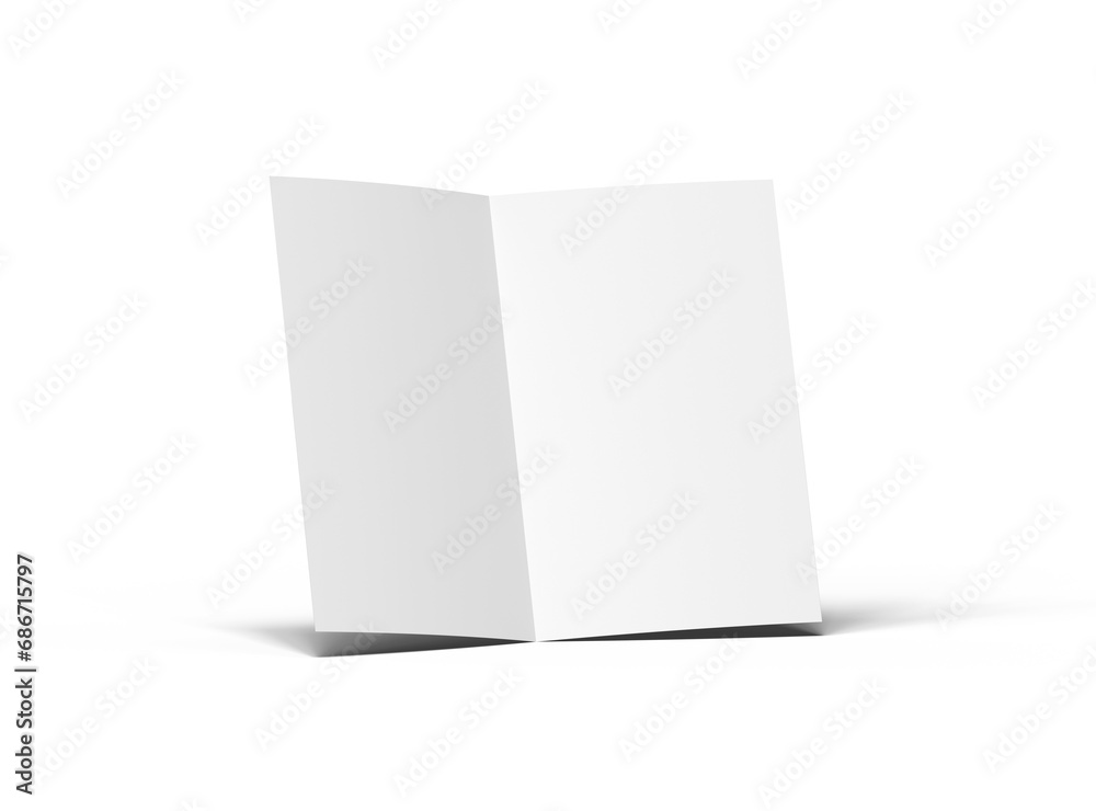 Blank Half Fold 8.5x11 letter brochure 3d render on a transparent ...