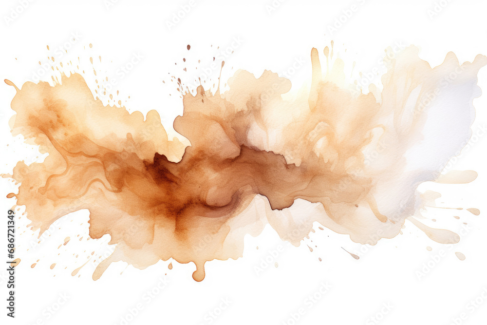 Ink watercolor pastel tan splash, clip art, white background Stock ...