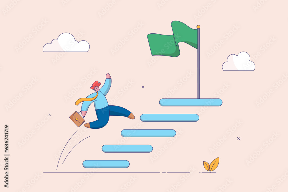 Progress concept. Improvement to success, step forward to grow business ...