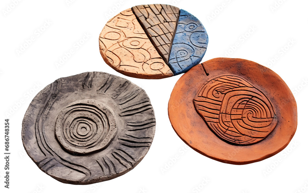 Rustic Clay Pottery Trivets Collection Isolated on Transparent ...