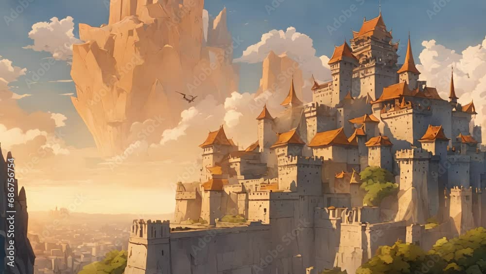 approach High Fantasy Citadel, sound tets fanfare echoes walls ...