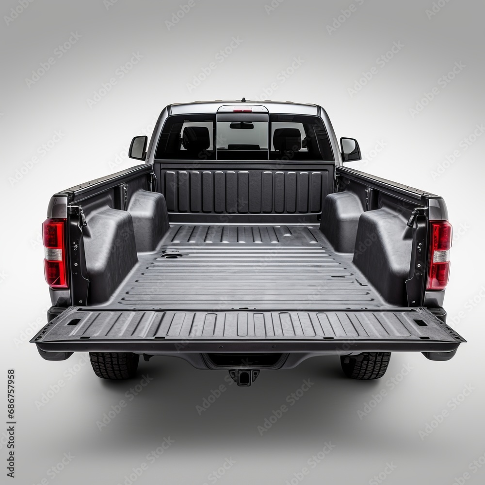 Foto de Pickup car with open trunk door ready for loading. Empty trunk ...