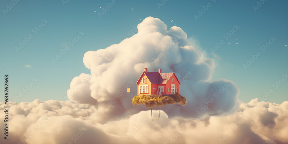 Cloudy Home, Cute house in the clouds dream home, Luxury modern house ...