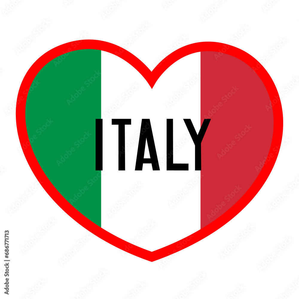 Heart sign with the Italian flag I love Italy concept icon PNG file Stock Illustration | Adobe Stock