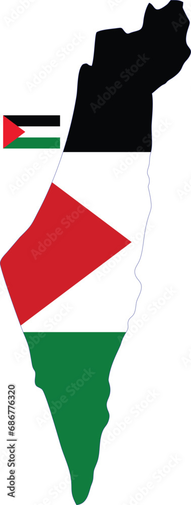 Palestine Map and Flag Vector Stock Vector | Adobe Stock