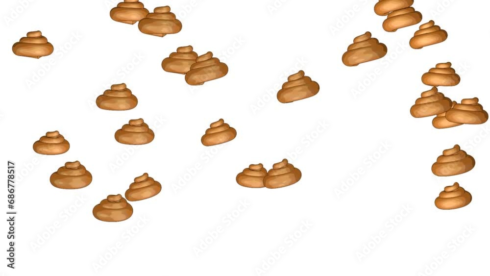Rain emoji poop on a white background. 3D animation. Concept of social ...