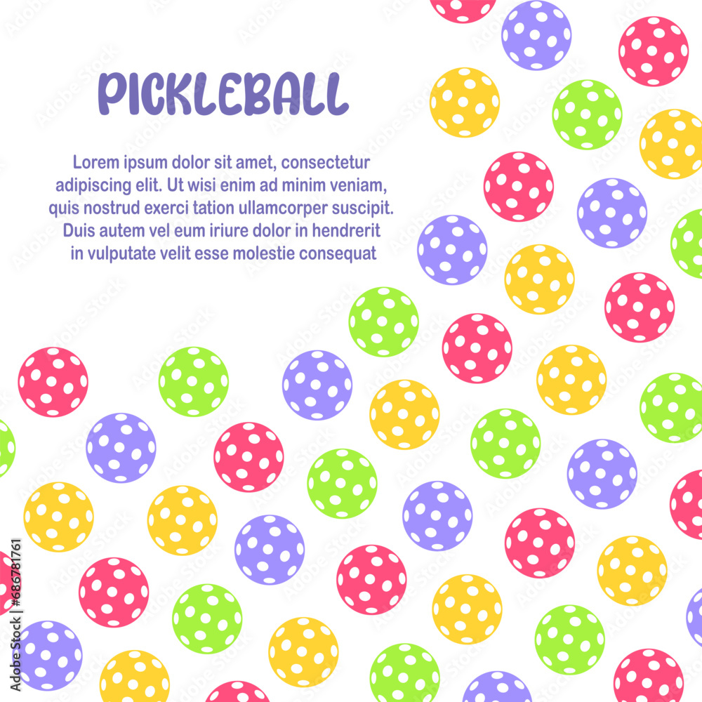 Banner with bright colors pickleball balls. Web page design for sports ...
