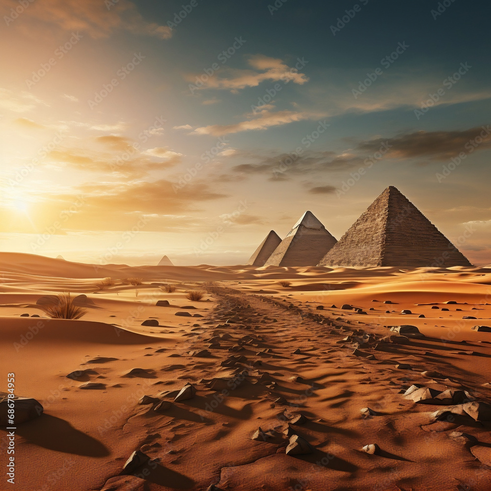 wüste, egypt, pyramide, landschaft, sand, himmel, sonne, natur, ägypter ...
