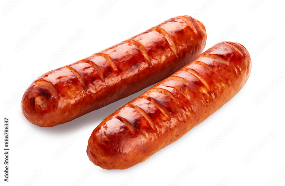 Cooked sausages bbq, Grilled pork bangers isolated on transparent ...