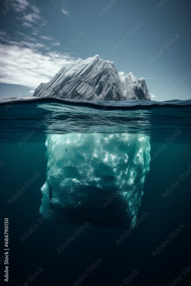 Big Iceberg significant part submerged underwater as unseen efforts for ...