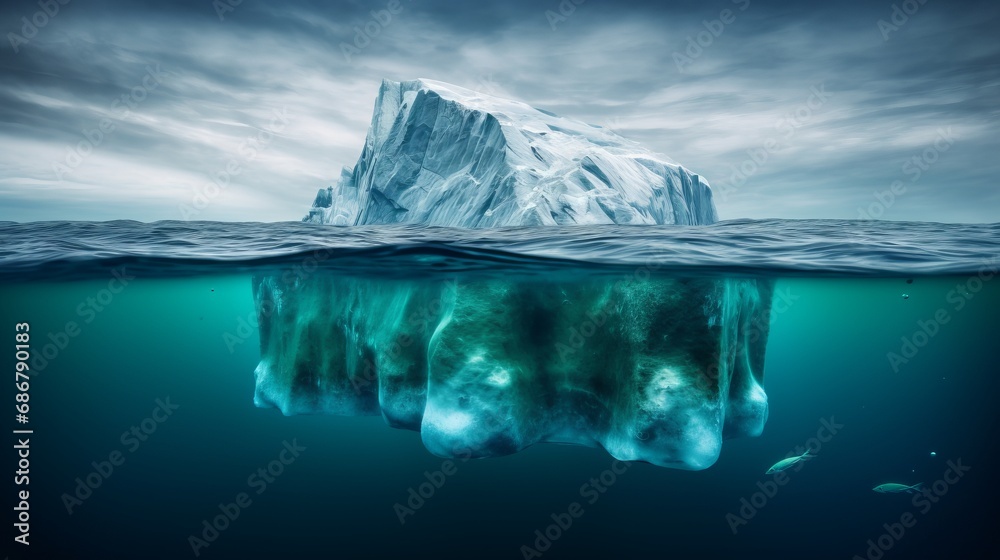 Big Iceberg significant part submerged underwater as unseen efforts for ...