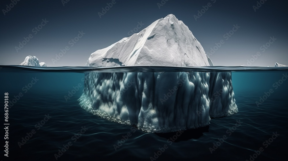 Big Iceberg significant part submerged underwater as unseen efforts for ...