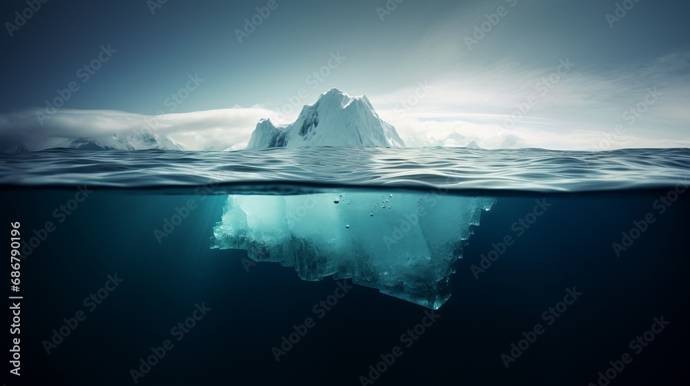 Big Iceberg significant part submerged underwater as unseen efforts for ...