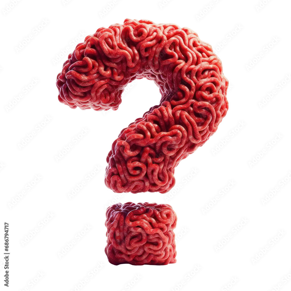 ? Question Mark - 3D Meat - Special Character - Font Alphabet - Raw ...