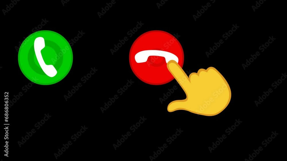 video animation yellow cartoon hand pressing accept and decline buttons ...