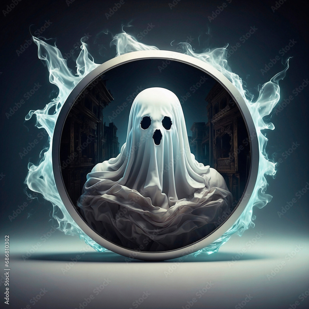 imagen para un logo de un fantasma con una capa blanca que lo cubre ...