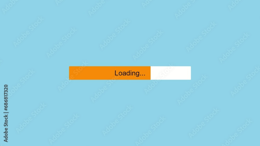 Orange Loading Bar Animation on Blue Screen. Chroma Key Orange Progress Indicator for Tech ...
