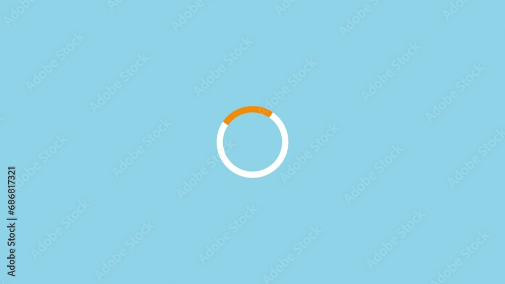 Orange Loading Circle Animation on Blue Screen. Chroma Key Orange ...