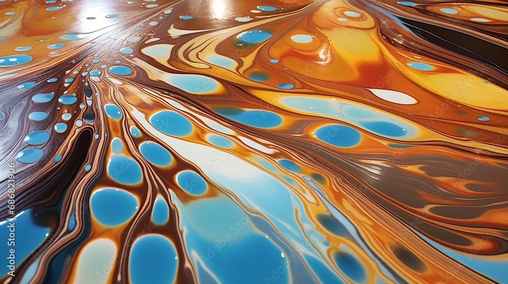 Abstract Epoxy: Close-up of epoxy flooring with abstract designs ...