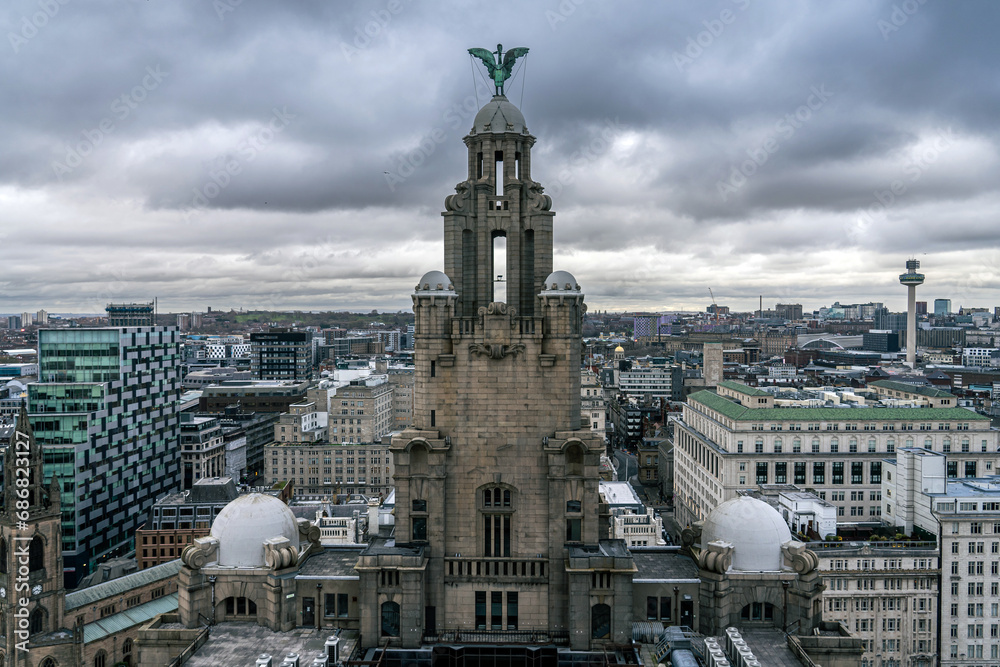 Liverbird at the top of the Royal Liver Building in Liverpool, symbol ...