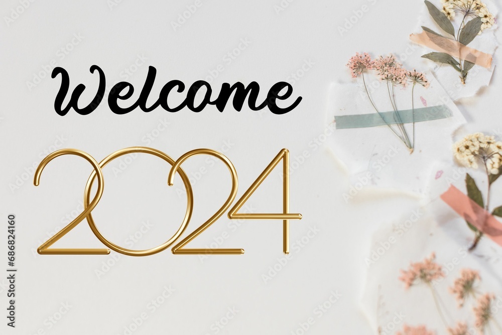 Welcome 2024 Hand calligraphy lettering. Welcome 2024 text design. New ...