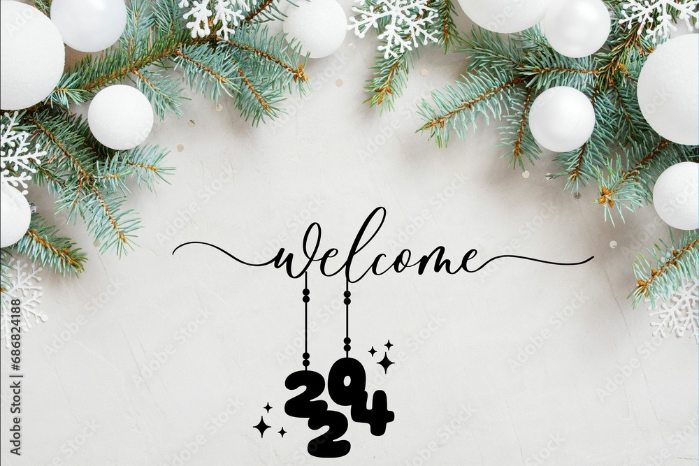 Welcome 2024 Hand calligraphy lettering. Welcome 2024 text design. New ...
