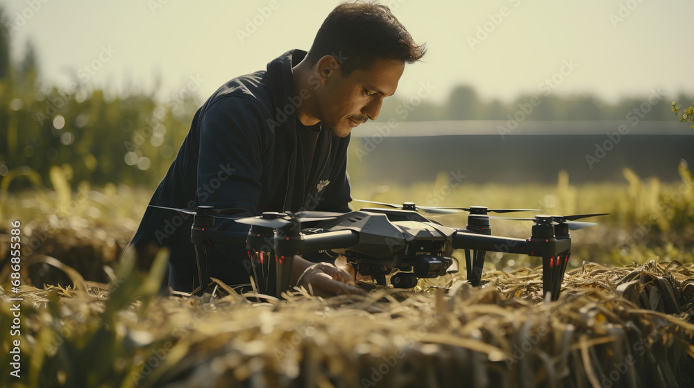 Agricultural Drone Operator: A portrait of a professional operating ...