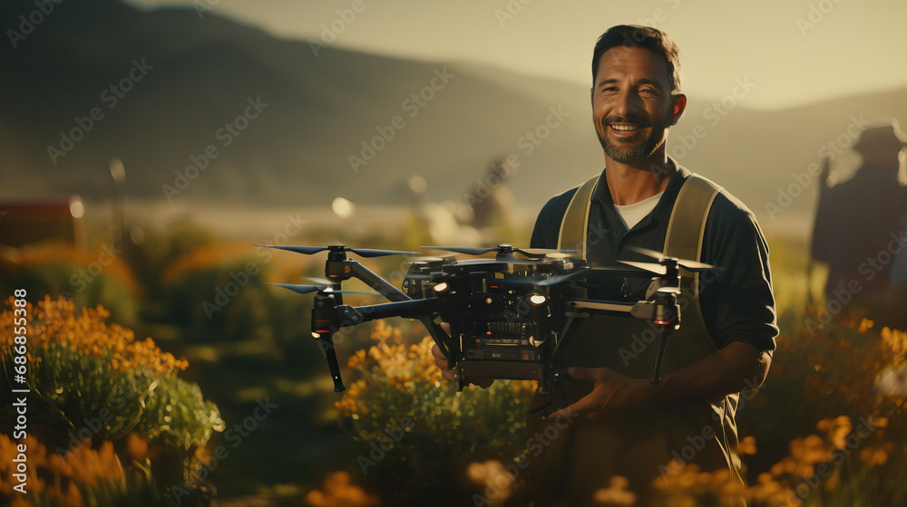 Agricultural Drone Operator: A portrait of a professional operating ...