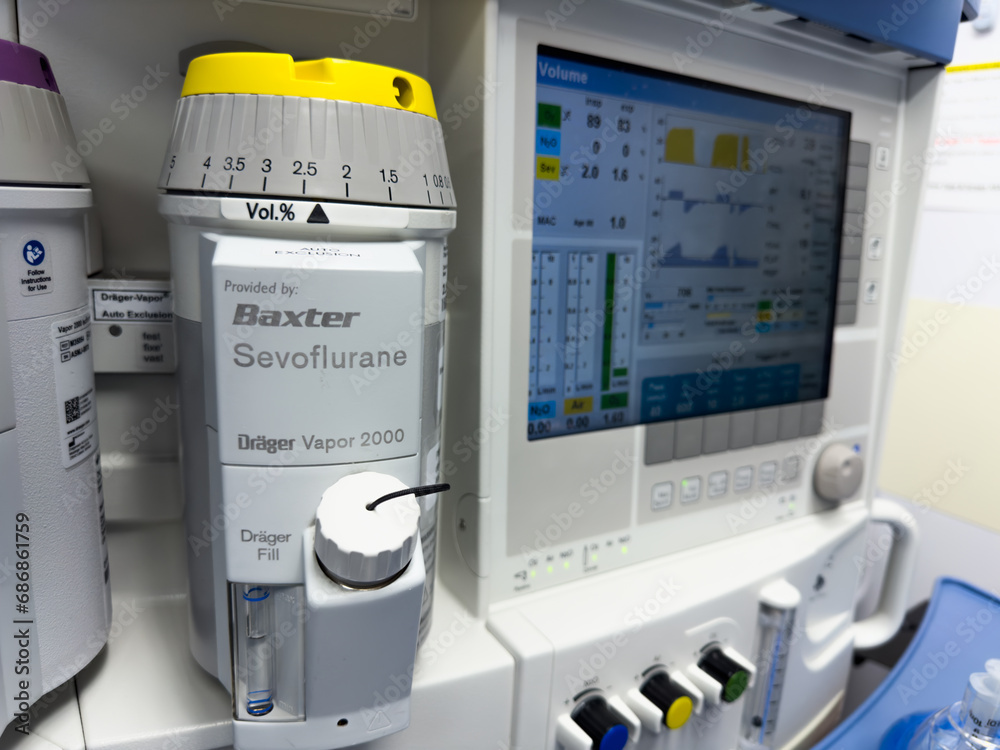 Chicago, IL, USA, December, 1, 2023, Baxter hospital machine ...