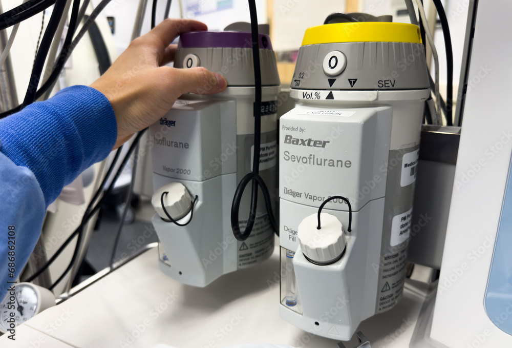 Chicago, IL, USA, December, 1, 2023, Baxter hospital machine ...