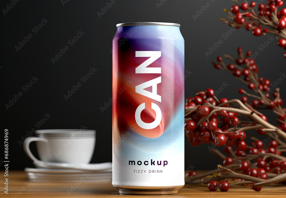 Fizzy Packaging Can Mockup Design Generated with AI Stock Template ...
