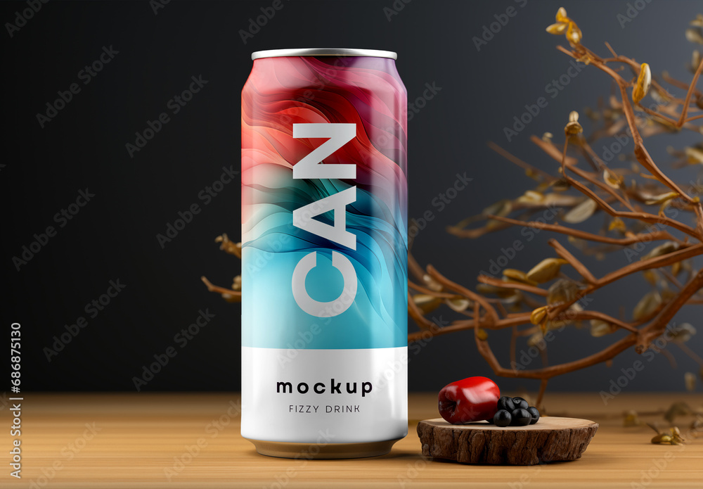 Fizzy Packaging Can Mockup Design Generated with AI Stock Template ...