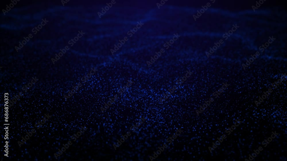 Looping animation. Dynamic wave background. Dark blue background. The ...