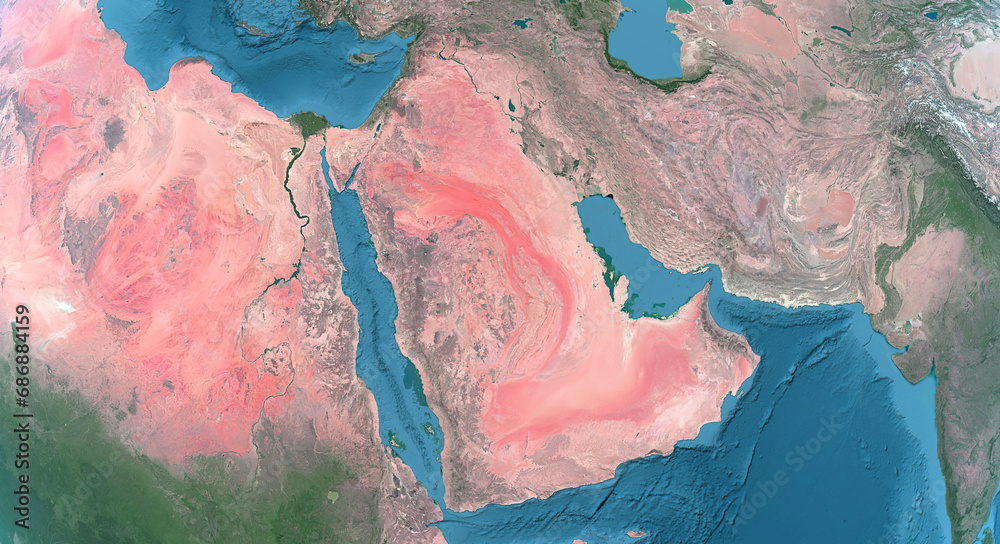 Saudi Arabia Iran Egypt Sudan Regional Base map Satellite Image 3d ...